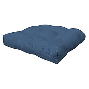 Honeycomb Indoor/Outdoor Textured Solid Pacific Blue Contoured Tufted Seat Cushion: Recycled Polyester Fill, Weather Resistant, 2 Count (Pack of 1) Patio Cushions: 19.5" W x 18.5" D x 4" T