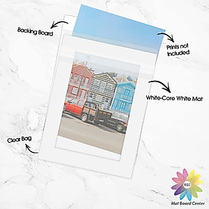 MBC MAT BOARD CENTER, Pack of 10-18x24 Pre-Cut 13x19 - White Mats - for Pictures, Photos, Framing - Kit Includes: 10 White Backboards and 10 Clear Bags - Acid Free, 4-ply Thickness, White Core