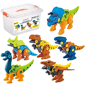 Kidtastic 6 Pack DIY Dinosaur Toys for kids 3-6, STEM Learning Dinosaurs PlaySet for Toddlers, Sensory Learning Play for Autism, Fun Outdoor Educational Gift