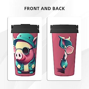 WANGZHAO Cute Pig Print Double Wall Stainless Steel Vacuum Insulated Tumbler Cup Home Thermal Cup