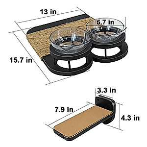 Cat Hammock Cat Wall Shelves with 3 Steps, Cat Shelves and Perches with 2 Cat Food Shelf, Cat Climbing Shelf Cat Scratching Post Cat Wall Shelf for Indoor, Cat Steps with Plush Covered, Gift for Cat…