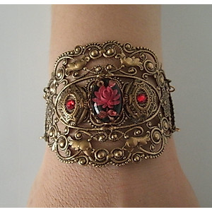 Rose Cuff Bracelet, handmade jewelry gothic victorian edwardian art nouveau steampunk art deco