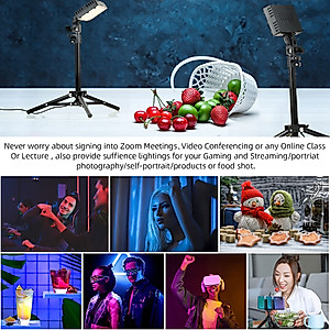 RGB Photography Lighting,USB Powered 2600K-6000K LED Tabletop Light with Stand, for Zoom Calls Video Conference Webcam Meeting Tiktok Game Streaming YouTube Photo Video Studio Shooting （2 Packs