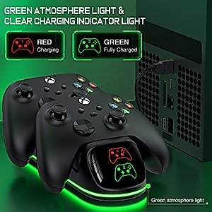 Controller Charger Station with 2x4800mWh Rechargeable Battery Packs for Xbox One/Series X|S Controller, Dual Charging Dock for Xbox One Controller Battery Pack with 4 Batteries Covers for Xbox