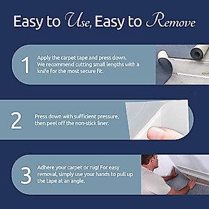 Reli. Carpet Tape | 2" x 45 Yards (Bulk Value) | Double Sided Carpet Tape for Hardwood Floors | Heavy Duty Keeps Rug in Place | Indoor/Outdoor Rug Tape for Area Rug, Laminate | Rug Gripper | White