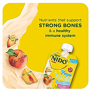 Nestle Nido Baby Food Pouches, Toddler, Yogurt, Peach Puree and Milk, 3.5 Oz (Pack of 12)