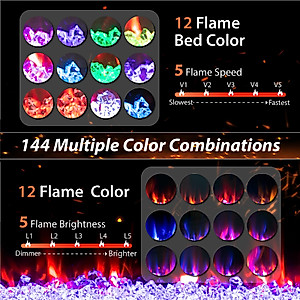 PHI VILLA 50" Electric Fireplace Wall Mounted & Recessed, 3.86" Ultra-Thin Linear Fireplace 750/1500W with Remote Control, Fit for 2 x 4 6 Stud, Low Noise, Timer, Adjustable Flame Color & Speed