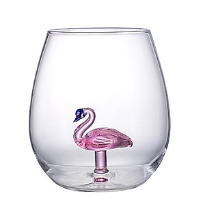 500ml Borosilicate Glass for Wine Plant 3D Animal Single Layer Cups (Flamingo)