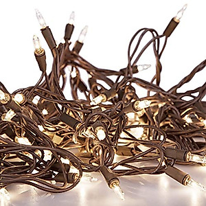 612 Vermont 100 Clear Mini Christmas String Lights on Brown Wire Cord, UL Approved for Indoor/Outdoor Use, 18 Foot of Lighted Length, 20 Foot of Total Length
