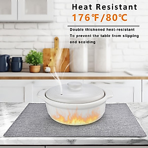 SLKQG Cloth Placemats Set of 6 - Double Thickened Easy to Clean Linen Style Fabric Placemats - Machine Washable Placemats- Heat Resistant Non-Slip Table Mats - 18x12 Inch (Smoke Gray, 6)