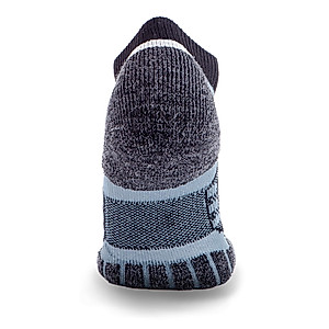 Pure Athlete Merino Wool Socks - Low Show Cushioned Athletic Padded Running Sock (3 Pairs - Black/Grey, Medium)