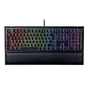 Razer Ornata V2 Gaming Keyboard: Hybrid Mechanical Key Switches - Customizable Chroma RGB Lighting - Individually Backlit Keys - Detachable Plush Wrist Rest - Programmable Macros