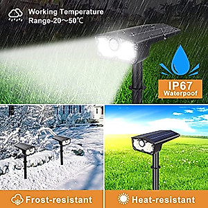 Solar Spot Lights Outdoor Motion Sensor 2 Pack, IP67 Waterpoof Solar Landscape Spotlights 2-in-1 Bright Solar Outdoor Lights, 3 Lighting Mode LED Solar Garden Lights for Pathway Yard Wall(Cool White)