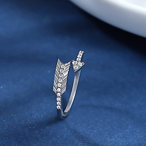 FOREVER QUEEN Arrow Rings 925 Sterling Silver Adjustable Finger Ring for Women
