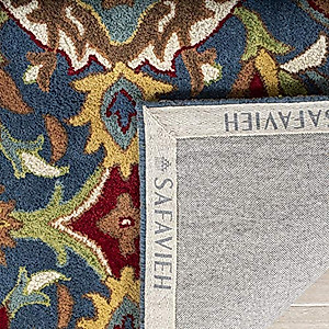 SAFAVIEH Heritage Collection Accent Rug - 3' x 5', Camel & Blue, Handmade Traditional Oriental Wool, Ideal for High Traffic Areas in Entryway, Living Room, Bedroom (HG653A)