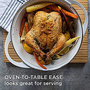 CorningWare, Non-Stick 5.5 Quart QuickHeat Dutch Oven Pot with Lid, Lightweight, Ceramic Non-Stick Interior Coating for Even Heat Cooking, Perfect for Baking, Frying, Searing and More, French White