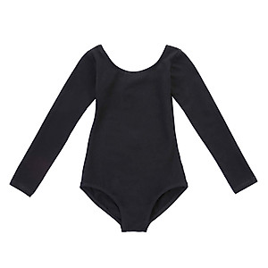 Stelle Girls Long Sleeve Team Basic Leotard Ballet Dance Gymnastics (Toddler/Little Kid/Big kid) (Black,6 Years)