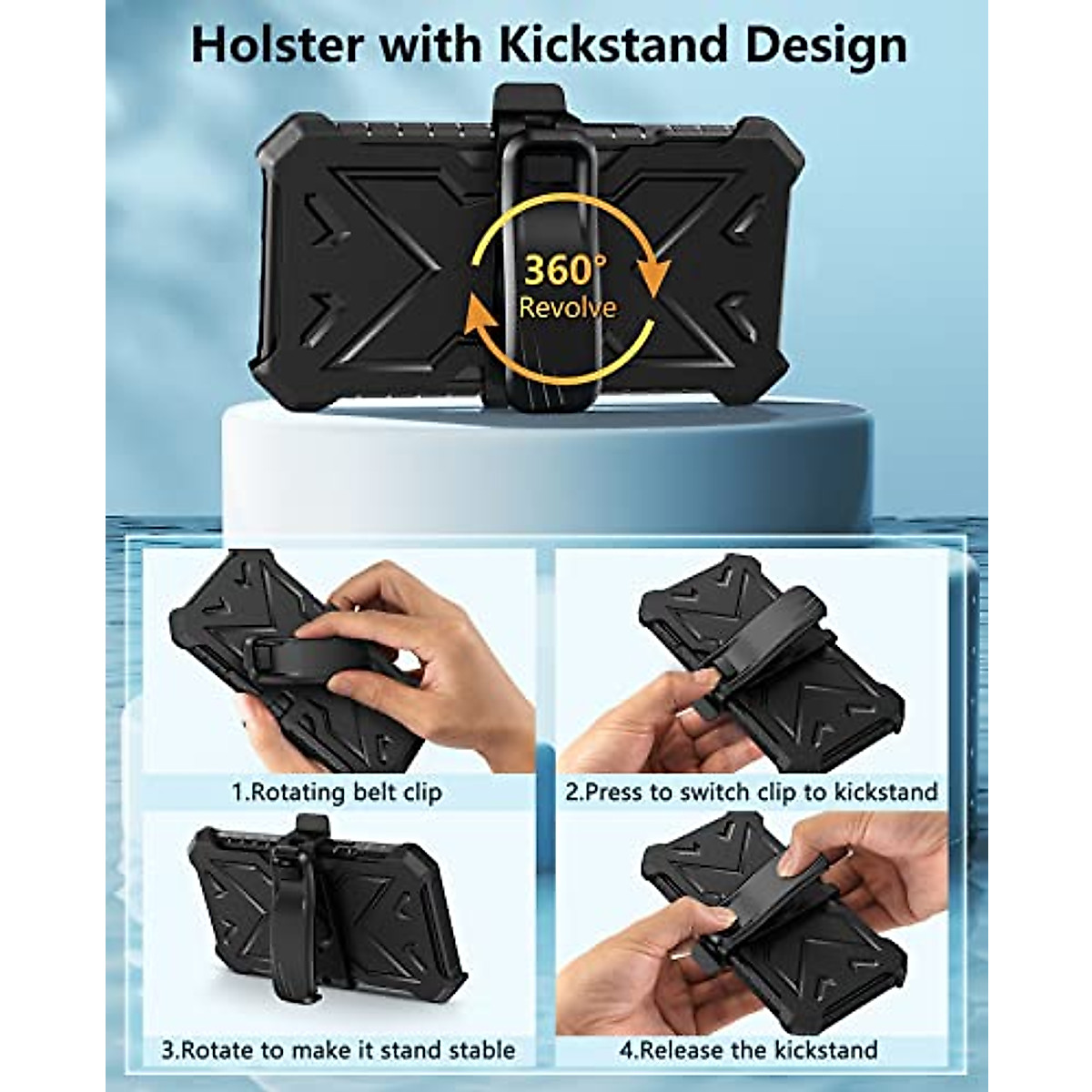 FNTCASE for iPhone 14 Pro Max Case: Military Grade Rugged Cell Phone Cover with Kickstand & Holster | Shockproof TPU Protection Bumper Matte Textured Design for iPhone 14 Pro Max Cases 6.7inch - Black