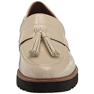 Franco Sarto Womens Carolynn Lug Sole Loafer with Tassel Detail, Putty White Patent, 9.5