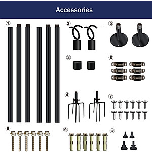2 Pack 9ft String Light Poles with Upgrade Hooks, Premium 3 Functions Steel Lighting Pole - with Sturdy 5-Prong Fork and Metal Base, Poles for Outdoor String Lights - Party, Deck, Wedding Decorations