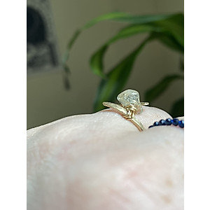 Genuine Libyan Desert Glass Chip Hammered Wire Wrap Ring in Stainless Steel- Bronze-Copper- Black Niobium- Sterling Silver- 14K Gold or 14K Rose GoldSizes Size 4-16-Polished Chip Bead