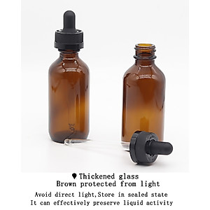 Toaazhy 4 pack,amber glass dropper bottles 2 oz,60 ml dark empty tincture bottles with dropper,alcohol,hair oil bottle,perfume,essentia,small,eye,droppers for oils,medicine,pipette,drip drop,travel