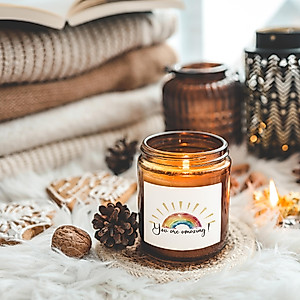kdqua Boho You are Amazing Scented Candles, Inspirational Quote Positive Gifts Candle for Women Sister, Bohemian Sunshine Rainbow Soy Wax Amber Jar Candles for Home Girl Room Bathroom Decor