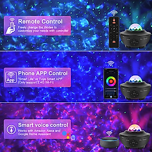Galaxy Projector Star Projector with Bluetooth/Music Speaker/Voice Control/Timer,Work with Alexa & Google Assistant,Starry Night Light Projector for Kids Adults Bedroom/Decoration/Birthday Gift/Party
