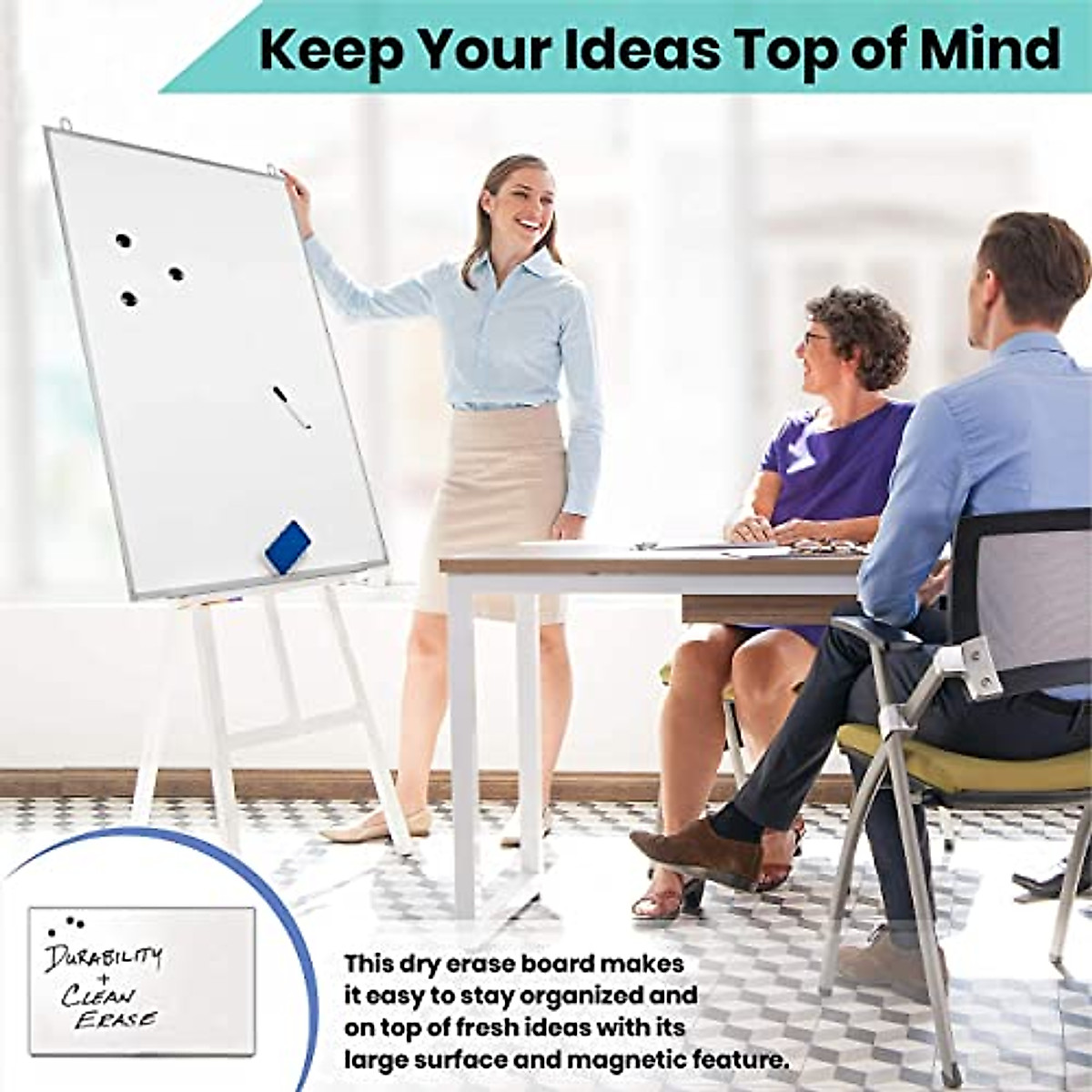 Officeline Ultra-Slim, Lightweight Magnetic Dry Erase Board & Accessories (Includes Whiteboard Pen & Pen Tray, 3 x Magnets & Eraser) (18 x 24 Inch)