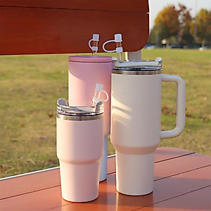 Douji Straw Cover for Stanley Cup, 8Pcs Transparent Straw Covers Compatible with Stanley 30&40 Oz Tumbler with Handle, 10mm/0.4in Dust-Proof Reusable Silicone Straw Tips Lids Stanley Accessories