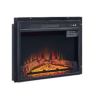 Manhattan Comfort 23 Inch Electric Fireplace Box with Remote Control, Adjustable Heat & Flame Settings, 1400W Indoor Fire Place Heater, Compact Design for Year-Round Use, Black