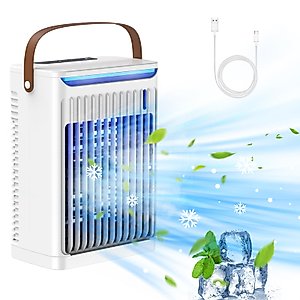 Portable Cooling Fan, 680ML Evaporative Cooling Fan with 5 Speed, 2 humidification, 2-6H Timer & 7 Colors Light, 3 IN 1 Freeze Fan for Bedroom, Office and Camping