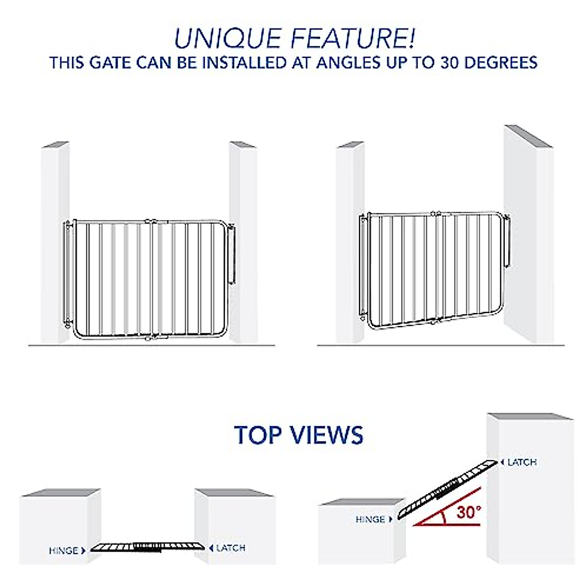 Cardinal Gates SS30 Stairway Special Baby Gate for Stairs - Adjustable Indoor Dog Gate - Aluminum Safety Gate for Kids & Pets - Can be Installed at Angles - 27 to 42.5 Inches Wide - White