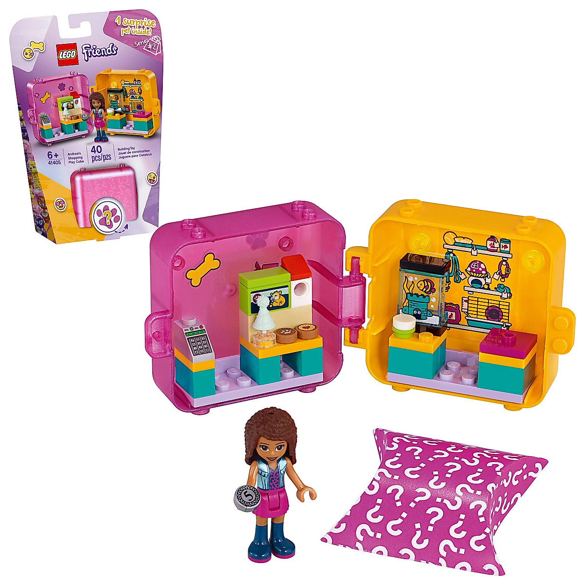 LEGO Friends Andrea’s Shopping Play Cube 41405 Building Kit, Includes a Mini-Doll and Toy Pet, Promotes Creative Play, New 2020 (40 Pieces)