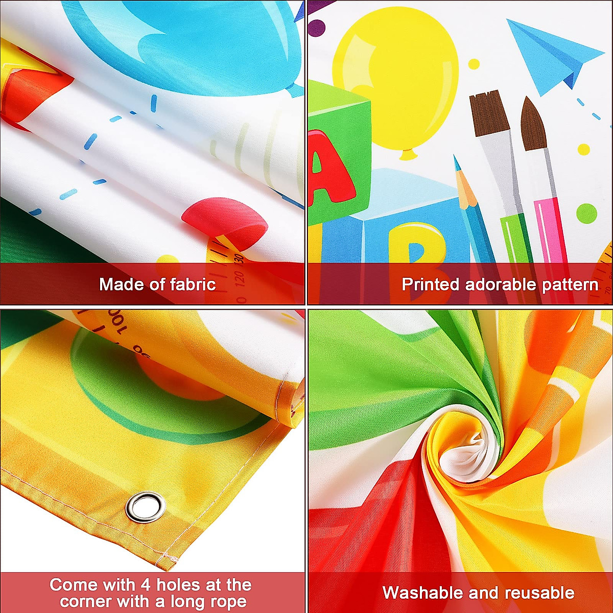 100 Days of School Decoration Banner Happy 100th Day of School Party Backdrop Photography Background for Kids Student Kindergarten Preschool Primary School Party, 72.8 x 43.3 Inch (White)