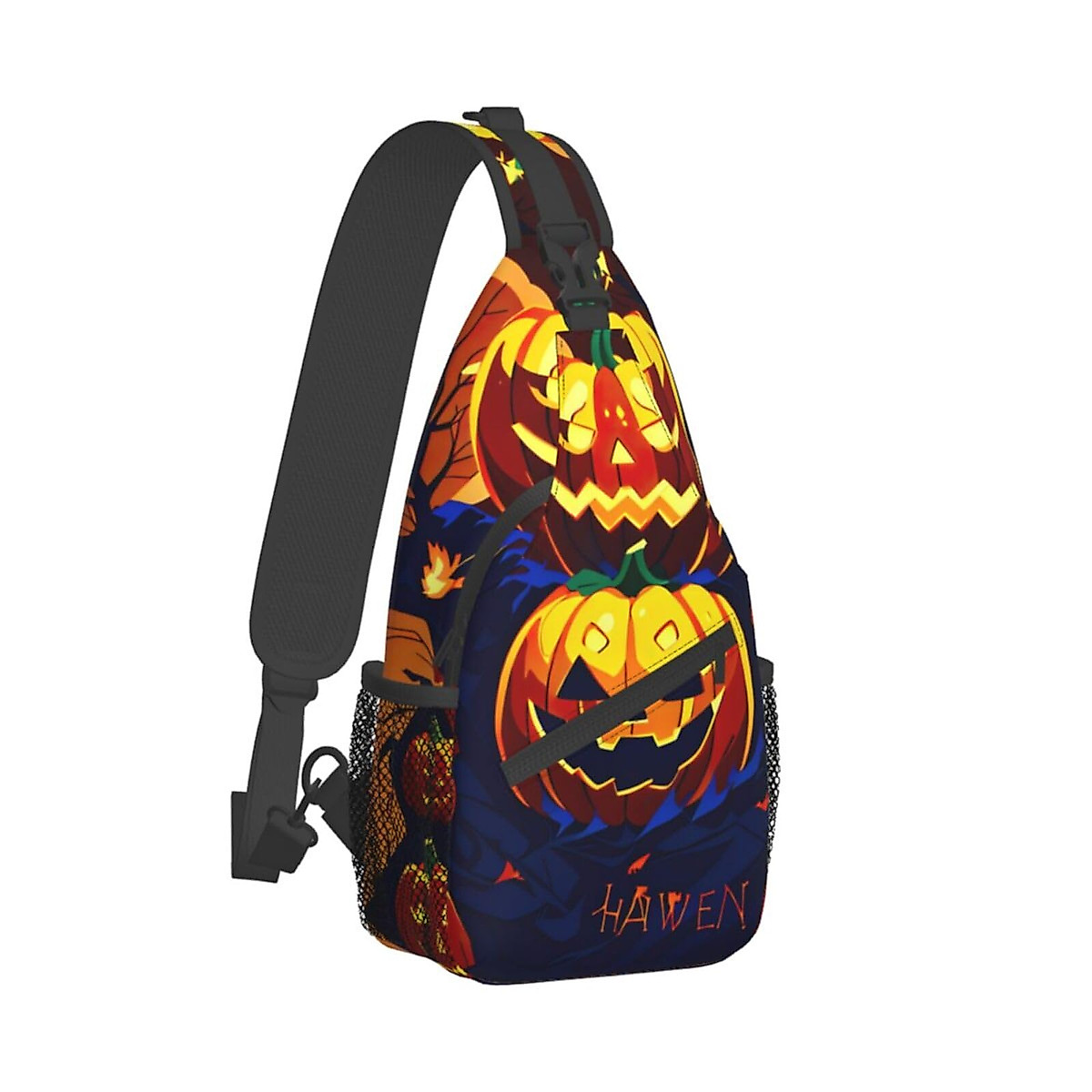 Halloween Pumpkin High Storage Capacity Chest Bag Diagonally Sling Backpack Crossbody Shoulder Bag For Men Women