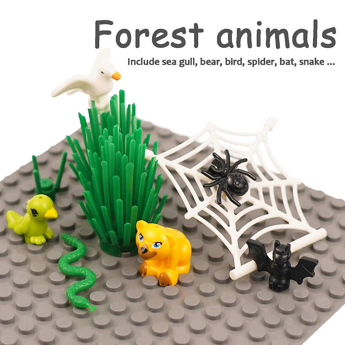 Farm Animals Accessories - Zoo Building Block Friends Pets Pack, People Parts-Cats Dogs Brids Jungle Sea Animals Bricks Toys