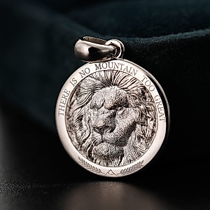 seidayee There Is No Mountain Too Great Necklace Lion King Head with 10K Real Solid Gold, Platinum Men and Women Pendant Original Design (10K Yellow Gold S)