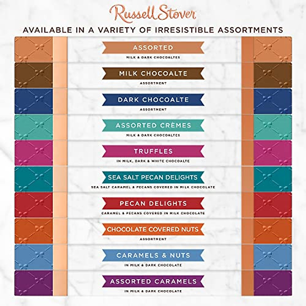 Russell Stover, Assorted Caramels in Milk and Dark Chocolate, Chocolate Gift Box, 9 Ounce
