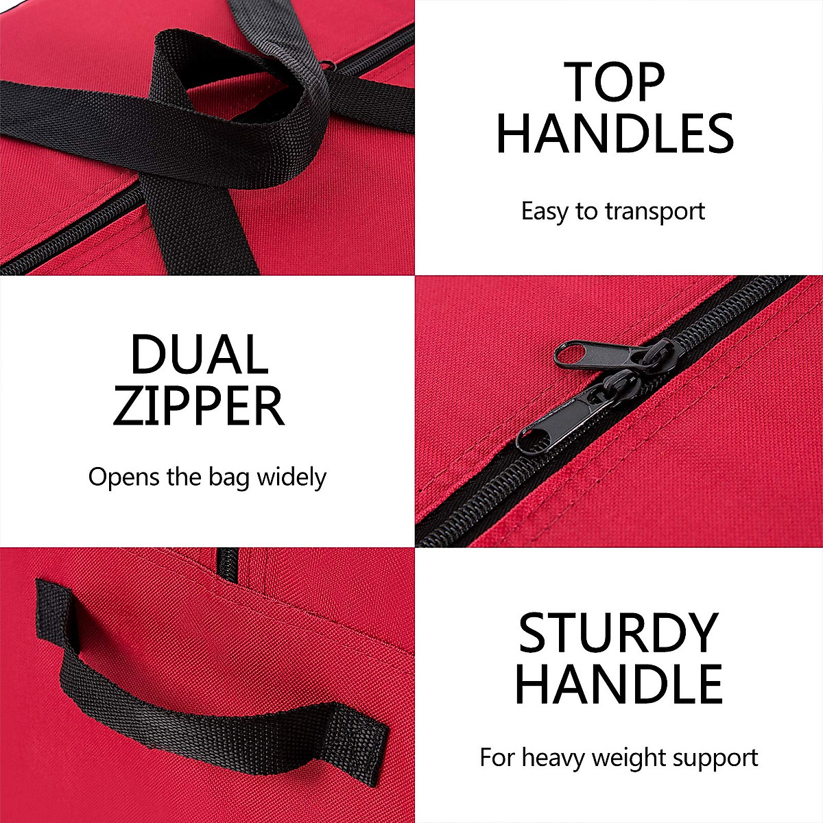 Sattiyrch Christmas Tree Storage Bag,Fits Up to 6 ft Tall Artificial Tree,Heavy Duty 600D Canvas Red Christmas Tree Storage Container with Sleek Dual Zipper and Durable Handles,45" x 15" x 20"