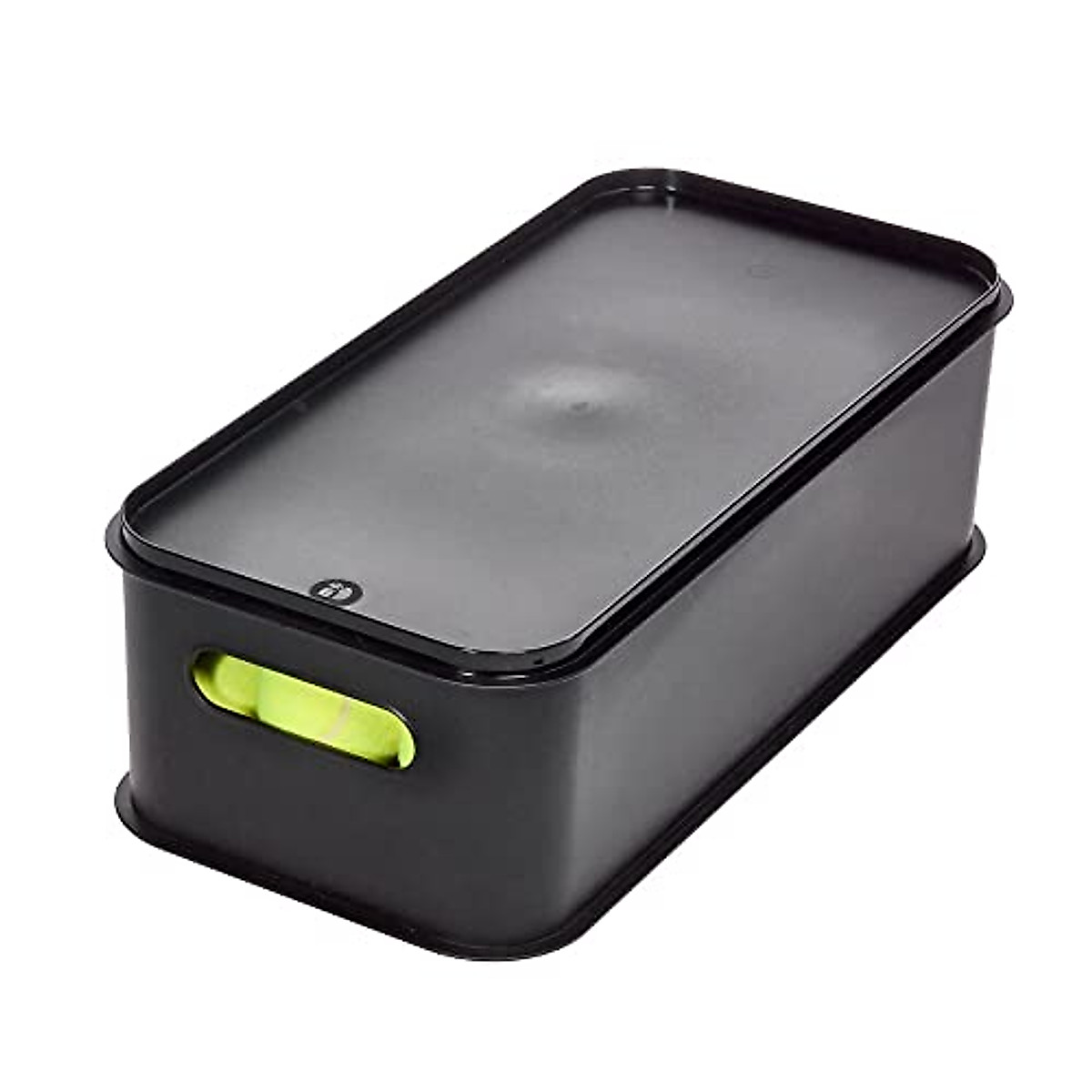 iDesign Recycled Plastic Bin with Lid and Handles – Ideal for Garage Organization and Storage, 8.4” x 16.9” x 5”, Matte Black