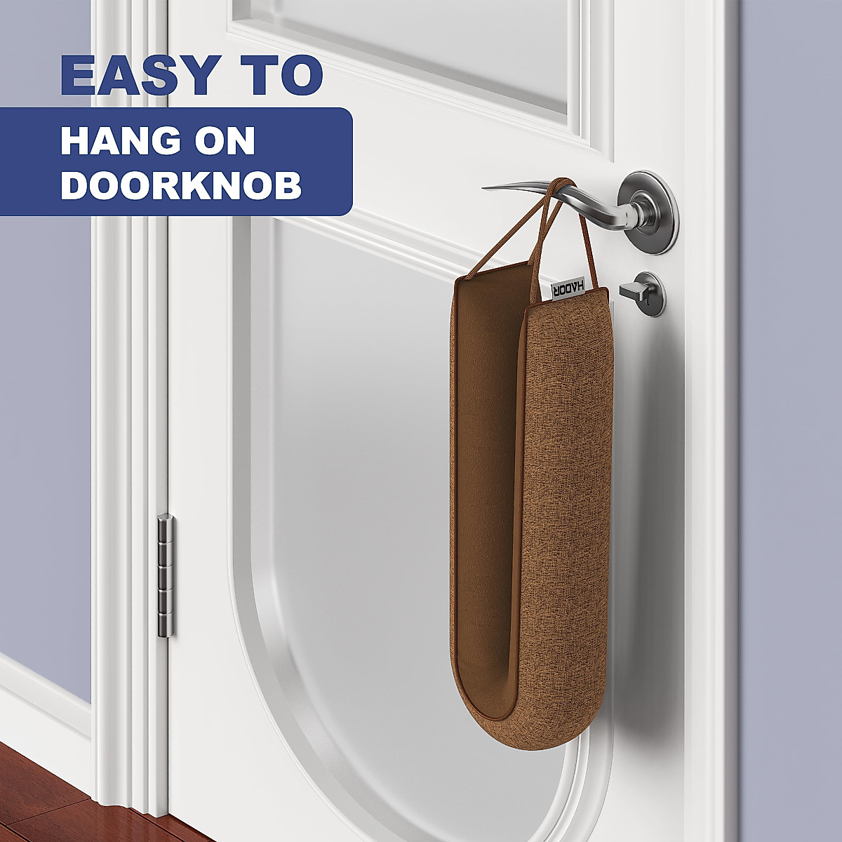 HADOR Door Draft Stopper 36 Inch, Weighted Under Door Snake Cold Air Noise Wind Blocker, Heavy Duty Sound Proof Bottom Filler Cover Gaps up to 3'', Winter Patio Sliding Window Pillow Guard Seal, Grey