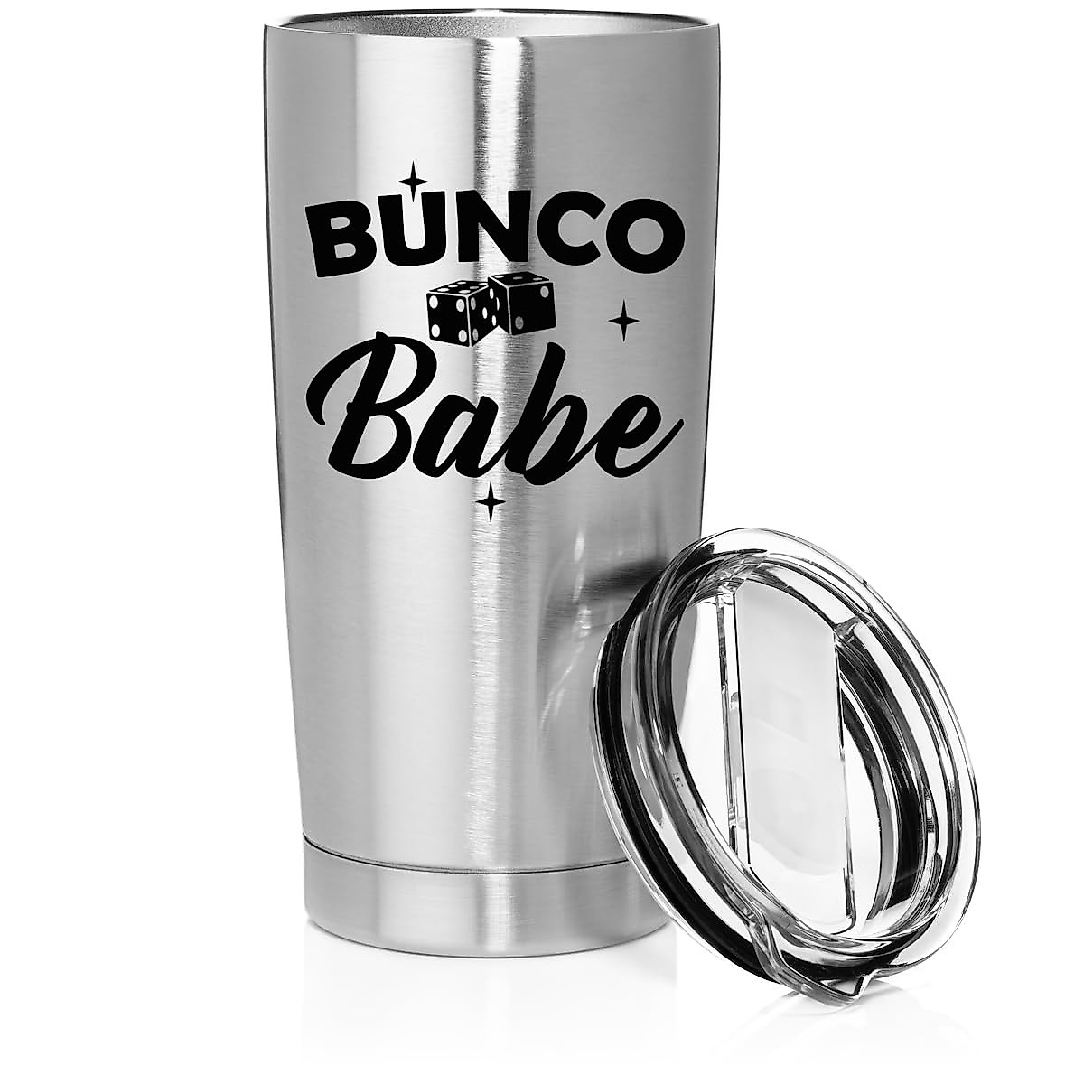 Smooth Body Tumbler Stainless Steel Vacuum Insulated Travel Mug Cup Gift Bunco Babe (20 oz, Stainless Steel)