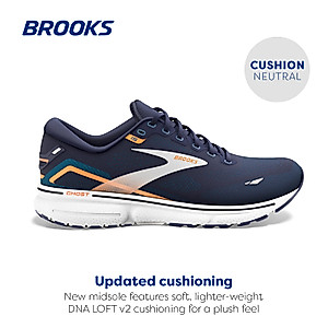 Brooks Men's Ghost 15 Neutral Running Shoe - Peacoat/Blue/Orange Pop - 11.5 Medium