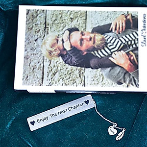 Lettering Bookmark with Chain Inspire Metal Bookmarks Retiring Graduation Birthday Valentines Job Christmas Anniversary Gifts for Book Lovers Students Parents Friends Readers Dad Mom