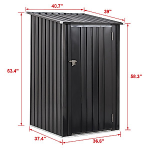 3 x 3 Ft Outdoor Storage Cabinet Waterproof, Sheds & Outdoor Storage Metal Shed with Single Lockable Door Small Shed Outdoor Storage for Patio, Backyard, Lawn Dark Gray