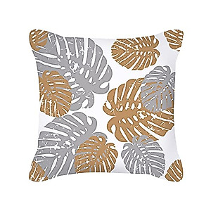 Willing Life Pack of 4 Waterproof Outdoor Indoor Throw Pillow Covers 18x18 Decorative Grey Floral Leaf Boho Pillowcases Double-Sided Cushion Covers for Garden Patio Swing Balcony Sofa Couch