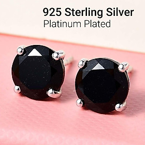 SHOP LC Black Tourmaline Stud Earrings for Women 925 Sterling Silver Platinum Plated Goth Comfy Jewelry Gifts for Women Ct 4 Birthday Gifts