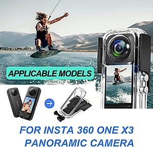 Waterproof Case for Insta 360 one X3 Action Camera, Underwater Diving Protective Housing 40M with Bracket Accessories