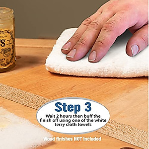 22 Piece Wood Finish Applicator Bundle • Includes 10 White Non-Woven Pads 2 Terry Cloth Buffing Towels and 10 Stirring Sticks for Applying Finishes • Wax • Wood Butter and More to Woodworking Projects